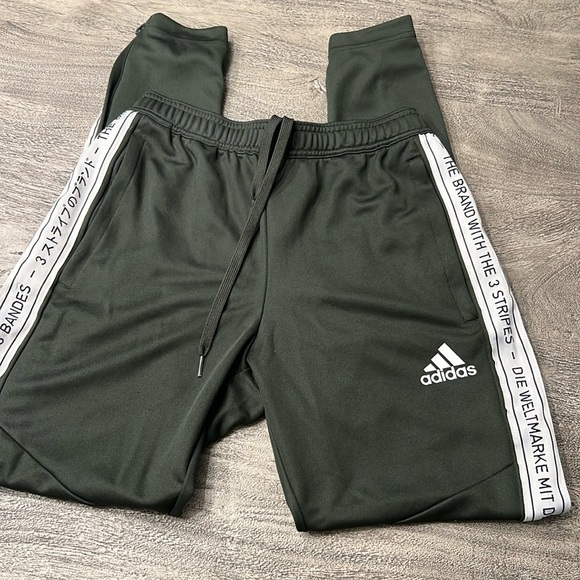 adidas | Pants | Mens Tiro Adidas Track Pants Green White Strip Great ...